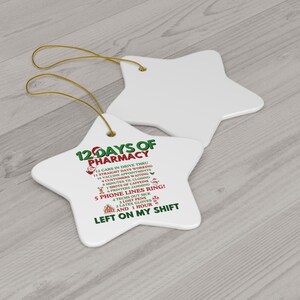 12 Days of Pharmacy Technician Christmas Ornament, Funny Pharmacist ...