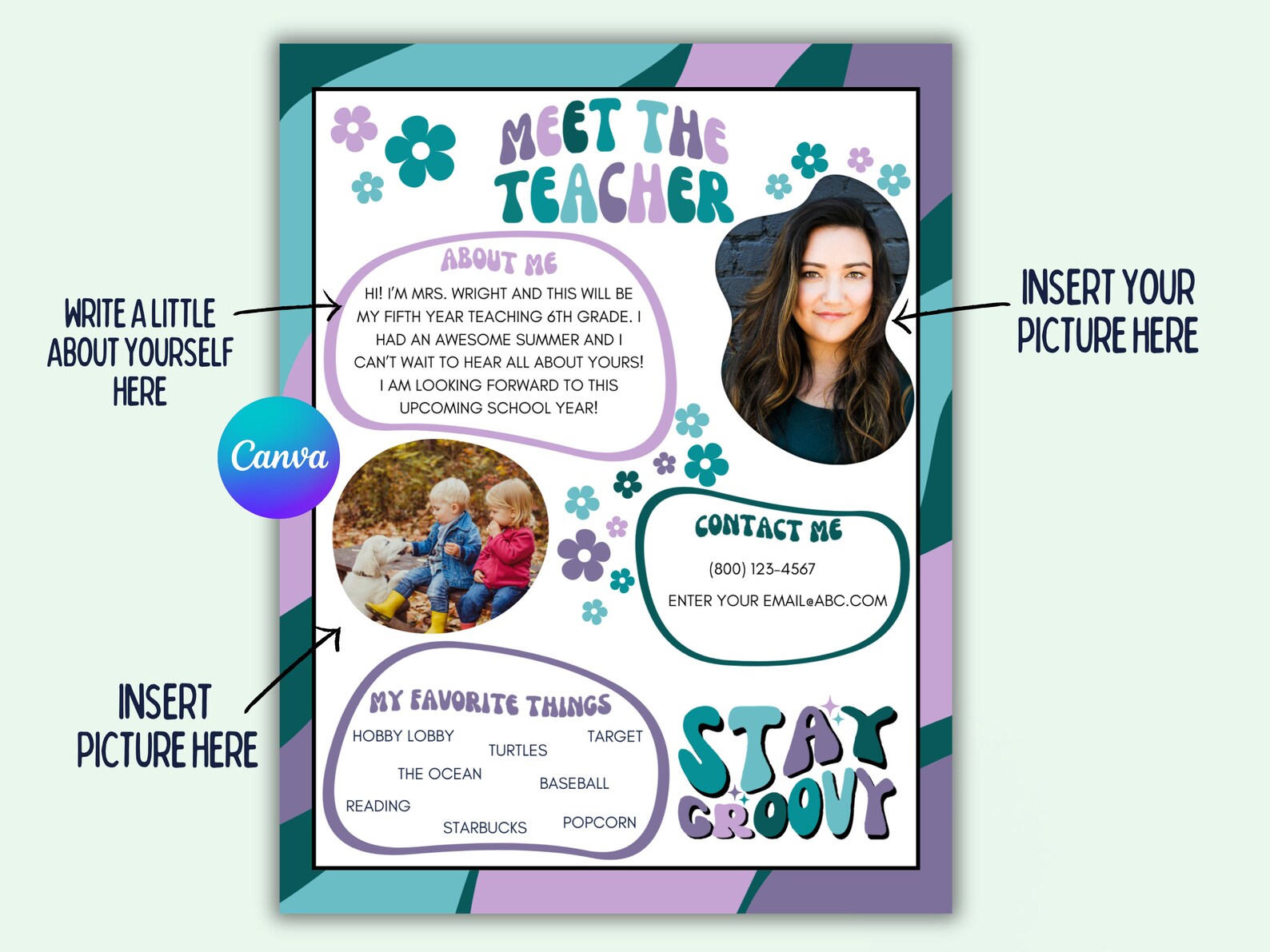 Editable Meet the Teacher Newsletter, Groovy Printable Back to School ...