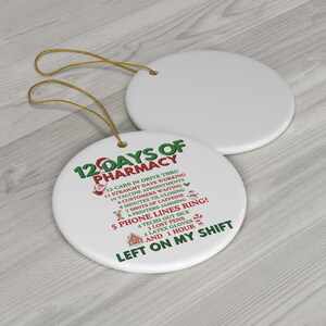 12 Days of Pharmacy Technician Christmas Ornament, Funny Pharmacist ...