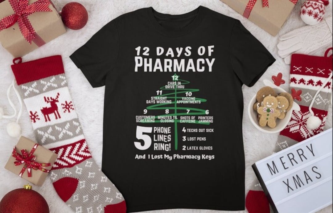 Christmas Pharmacy Shirt, Pharmacy Christmas Shirt, 12 Days of Pharmacy ...