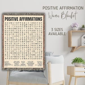 Positive Affirmation Word Search Woven Throw Blanket Couch, Self Care ...