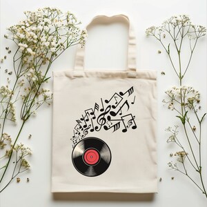 Record Tote Bag, Rock and Roll Totebag, Retro Vintage Music Lover Gift ...