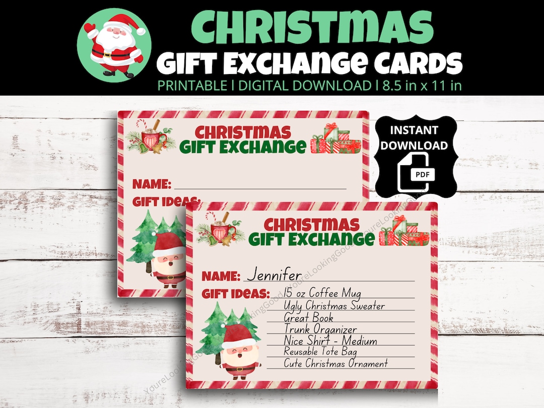 Christmas Wish List Template for Gift Exchange, Christmas Gift List ...