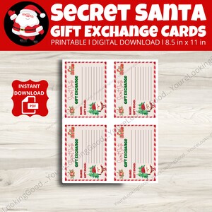 Secret Santa Gift Exchange Form, Christmas Gift Exchange Idea Card ...
