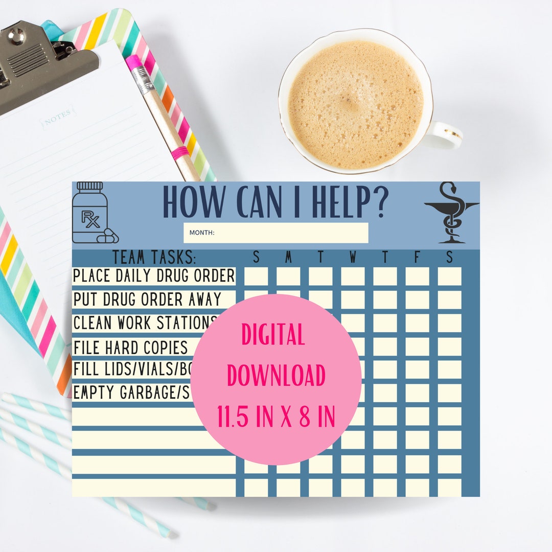 Pharmacy Printable, Pharmacy Technician, Pharmacist, Chore Chart, Task ...