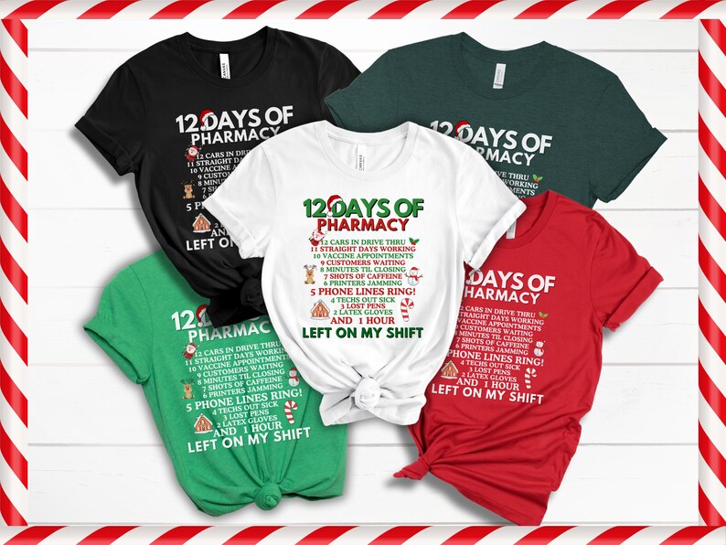 12 Days of Pharmacy Christmas Shirt, Pharmacy Tech Gift, Pharmacist ...