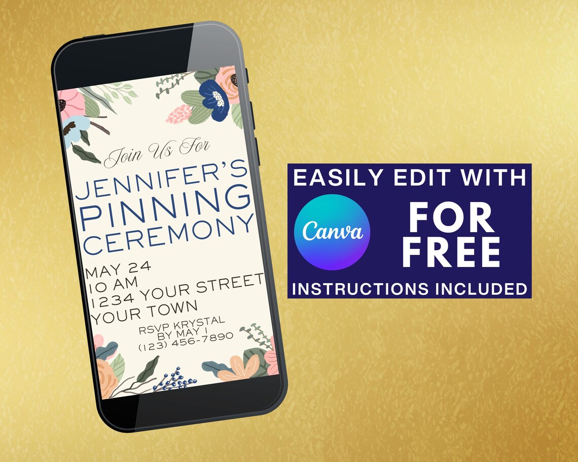 RN Pinning Ceremony Invitation Template for Nurse Doctor White Coat ...