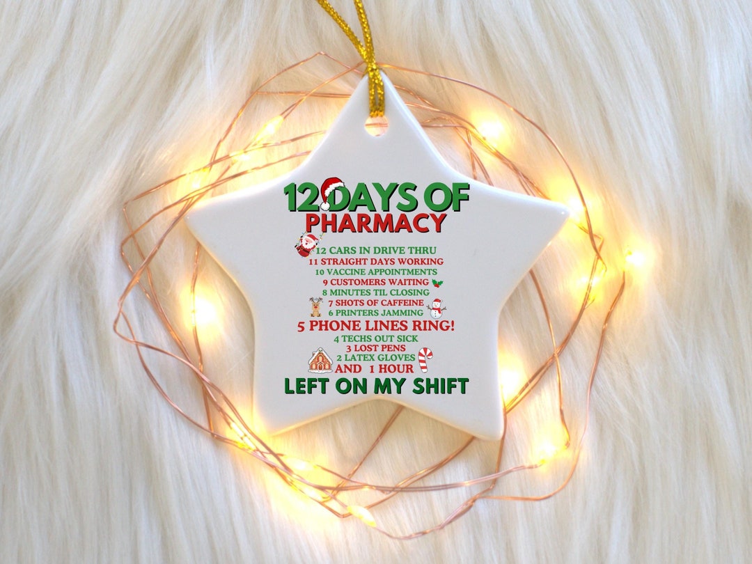 12 Days of Pharmacy Technician Christmas Ornament, Funny Pharmacist ...