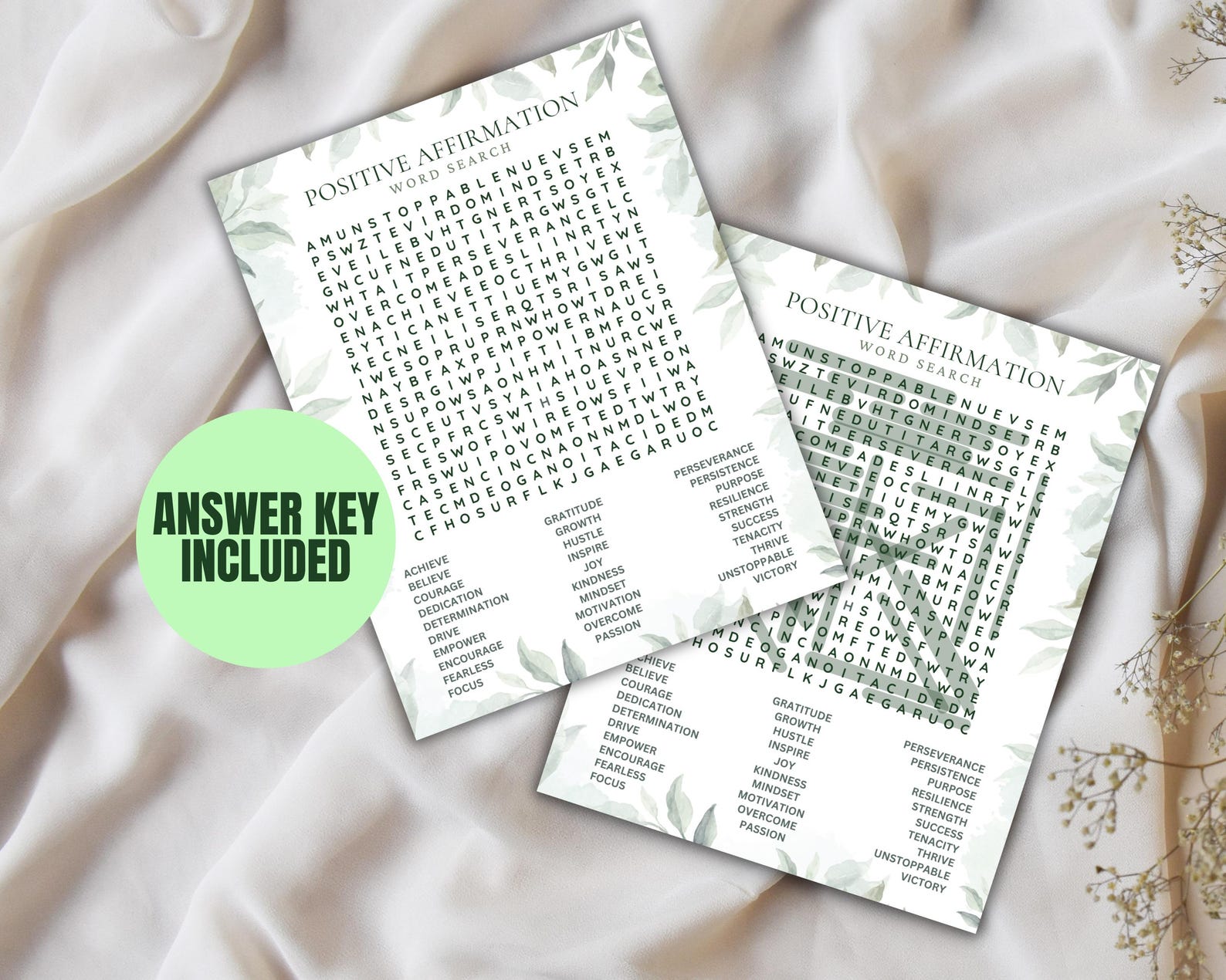 Positive Affirmation Word Search Printable Puzzle for Adults, Mental ...