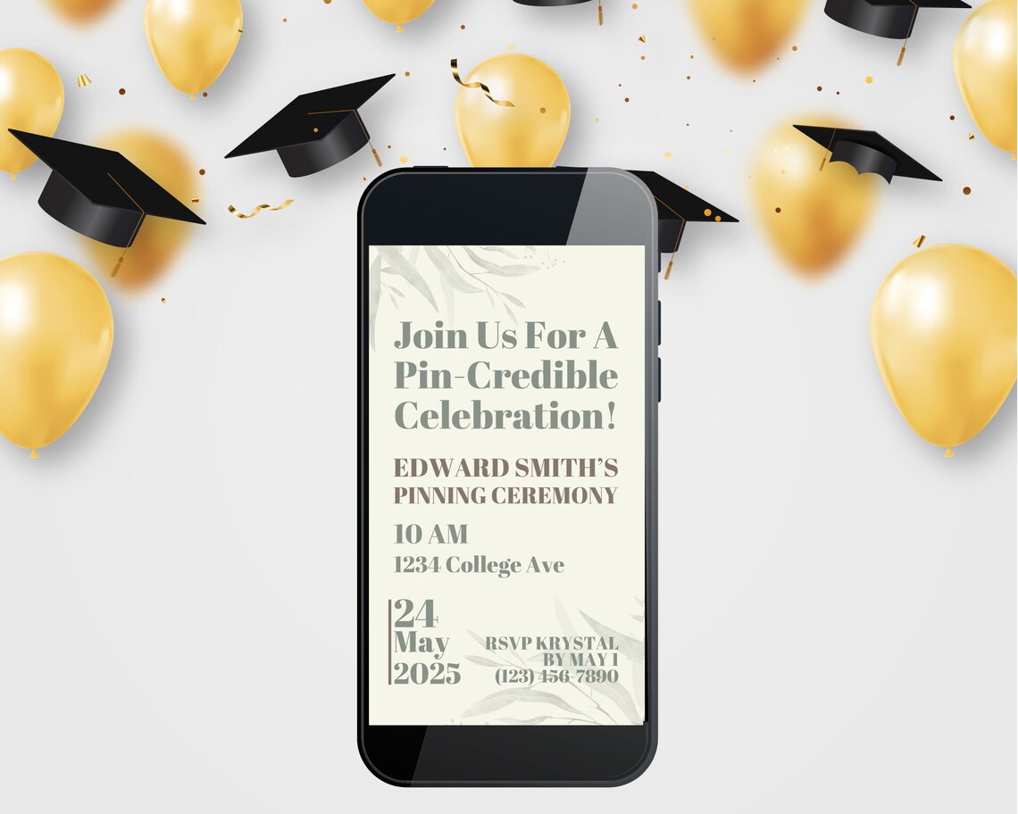 Pinning Ceremony Invitation Template, Editable White Coat Ceremony ...