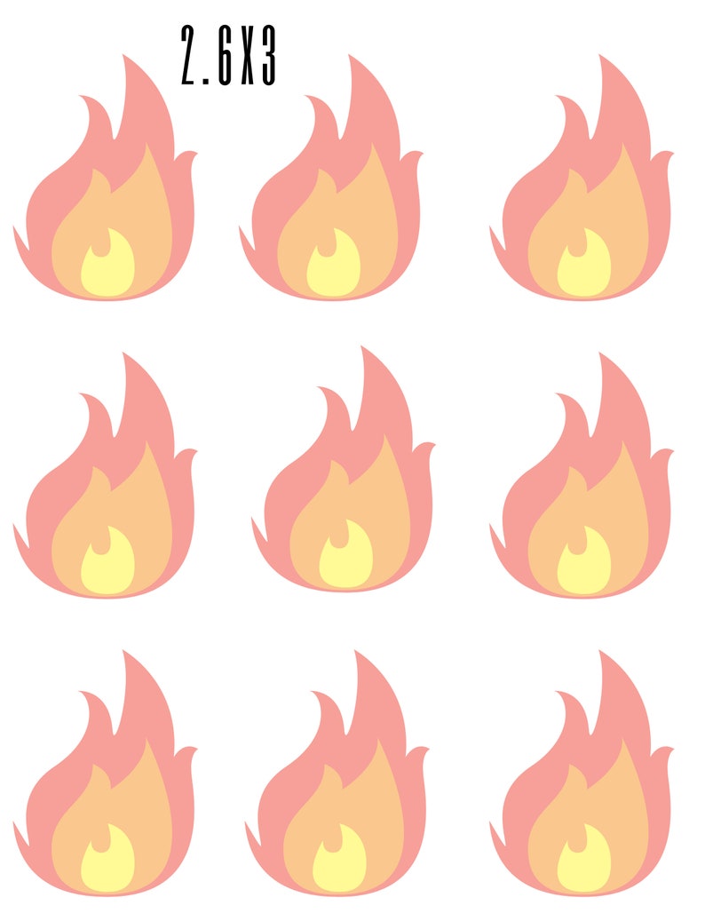 Royal Icing Transfer, Royal Icing Template, Fire, Flames, Printable ...