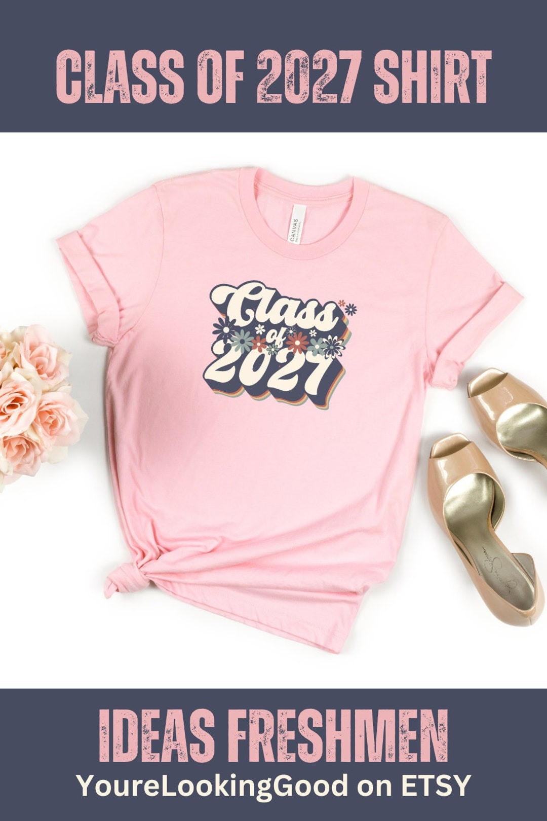 Class of 2027 Shirt, Retro 2027 Graduation Tshirt, Floral Class of 27 T ...