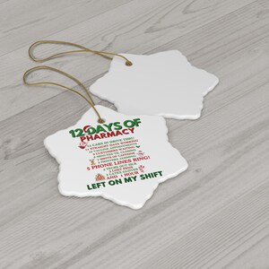 12 Days of Pharmacy Technician Christmas Ornament, Funny Pharmacist ...