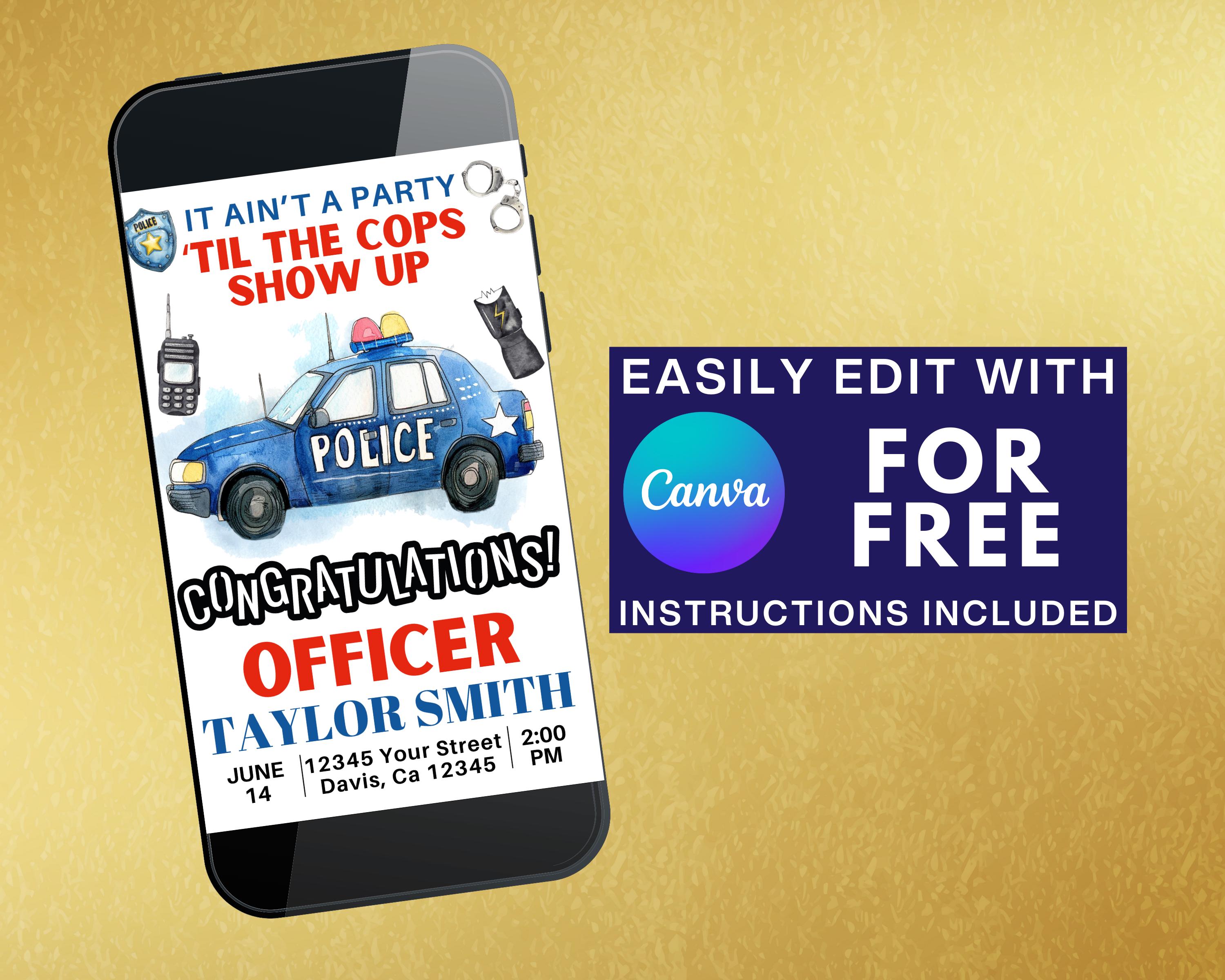 Police Graduation Invitation, Police Academy Digital Graduation Invite ...