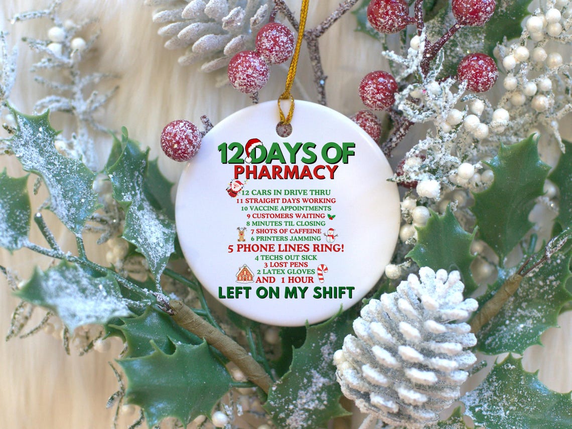 12 Days of Pharmacy Technician Christmas Ornament, Funny Pharmacist ...