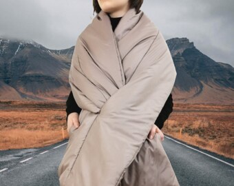 Two-faced Cape Around Shoulders Wrap With 2 Pockets. Woman's Large ...