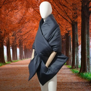 Long Wide Scarf Puffer With 2 Pockets. Cape Around Shoulders Wrap ...