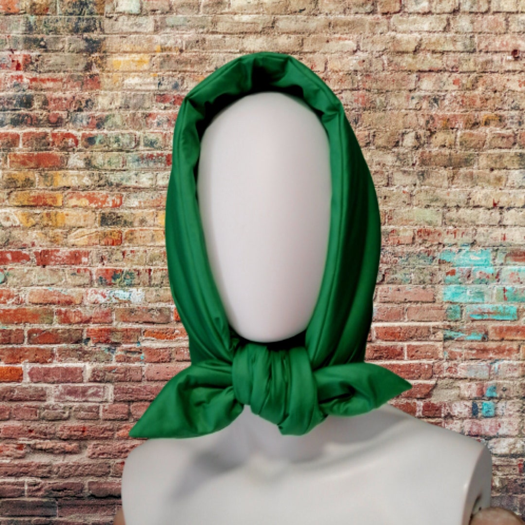 Green Quilted Hood Scarf, Padded Headscarf, Warm Winter Kerchief - Etsy