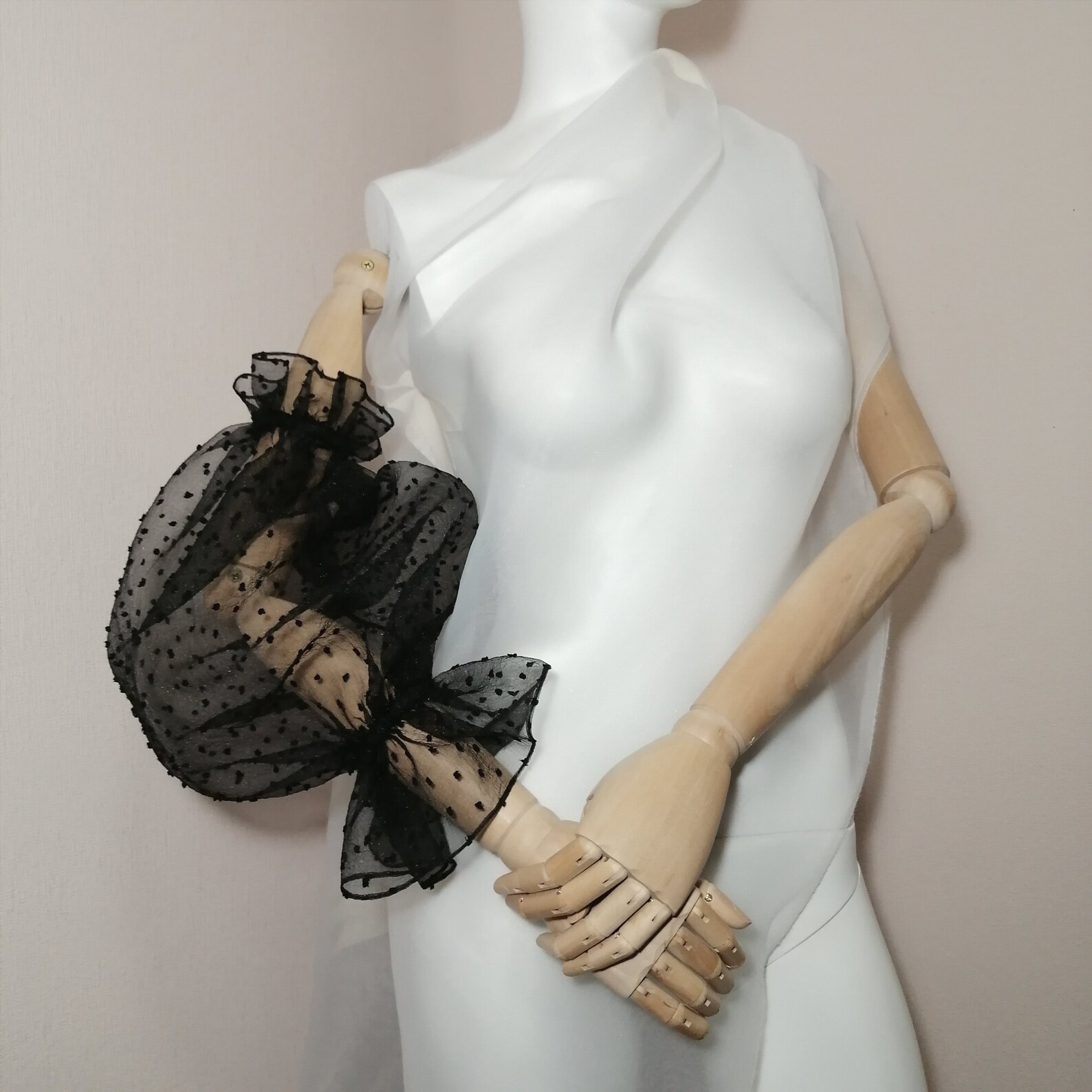 Black Detachable Sleeves. Wedding Puff Sleeves. Ruffle Sheer Removable ...