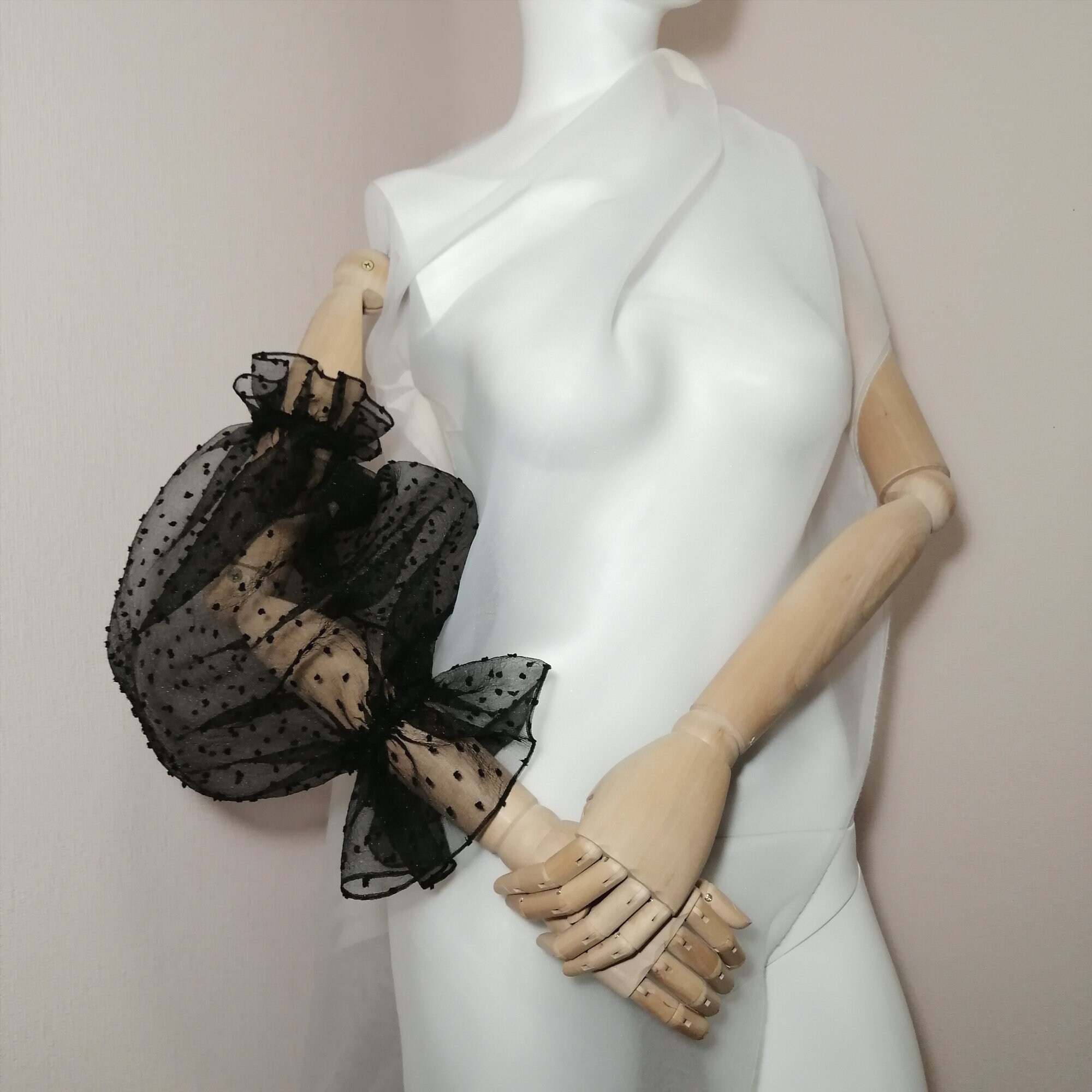 Black Detachable Sleeves. Wedding Puff Sleeves. Ruffle Sheer Removable ...