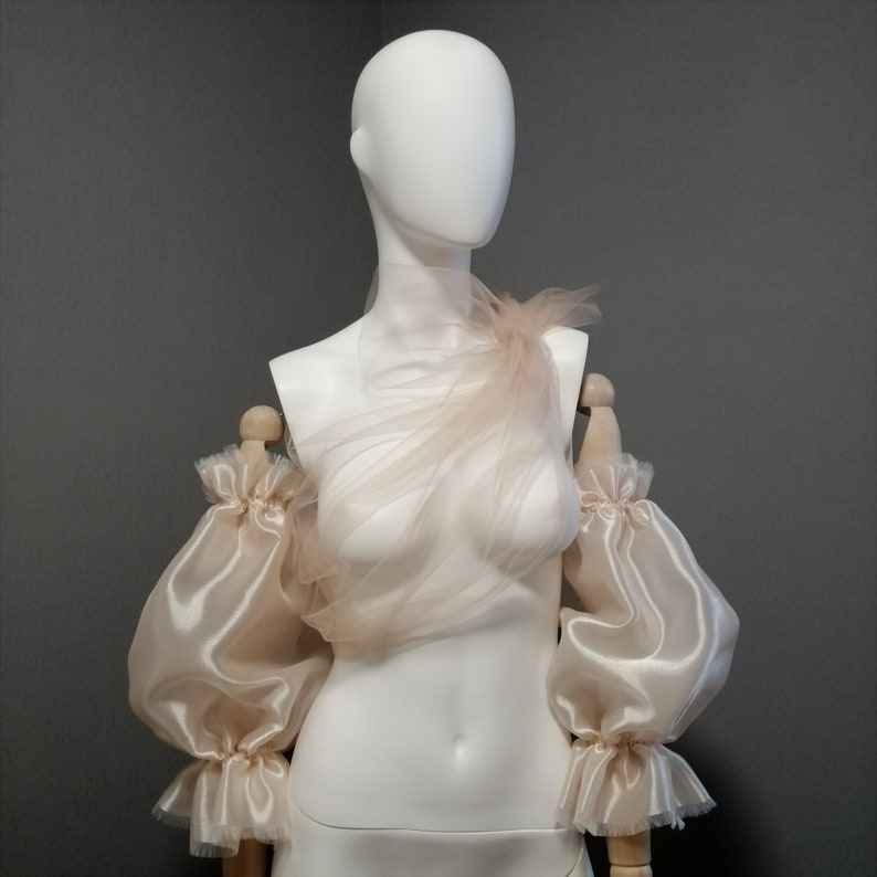 Removable Sleeves With Fringe From Translucent Organza. Wedding Puff ...