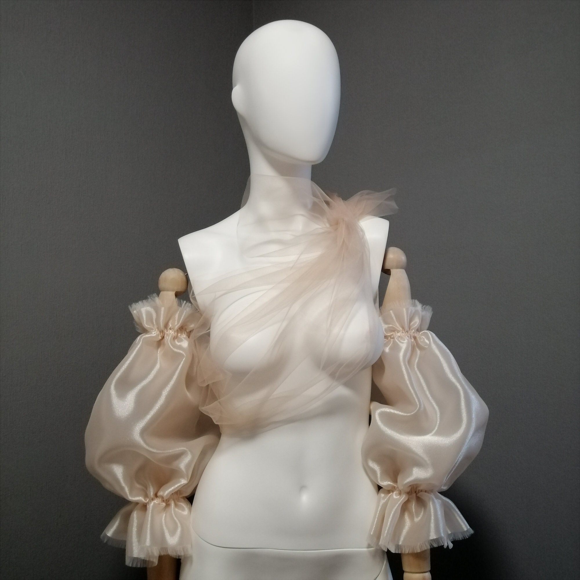 Removable Sleeves With Fringe From Translucent Organza. Wedding Puff ...