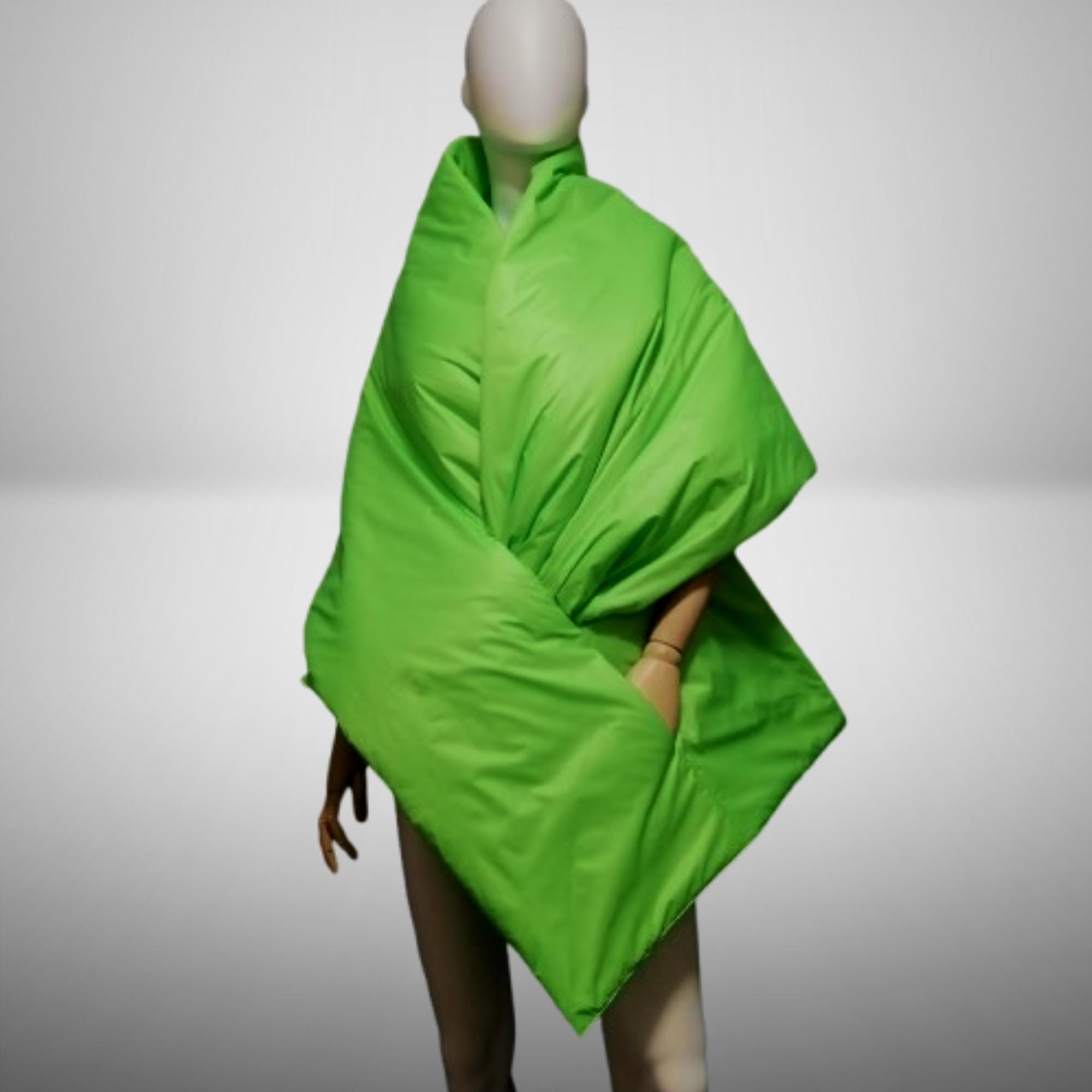 Neon Green Scarf Puffer With 2 Pockets 20x80 In. Wide Long Cape Around ...