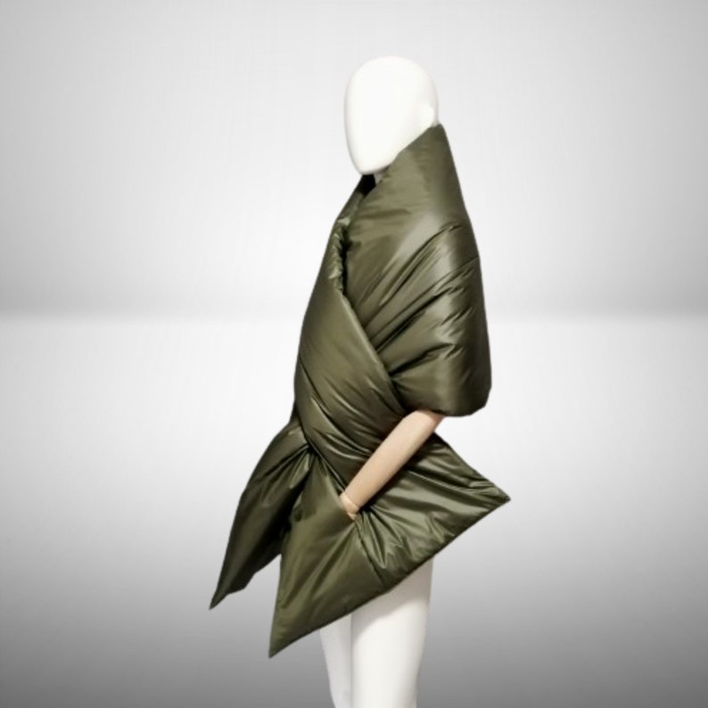 Cape Around Shoulders Wrap With 2 Pockets. Woman's Large Scarf Puffer ...