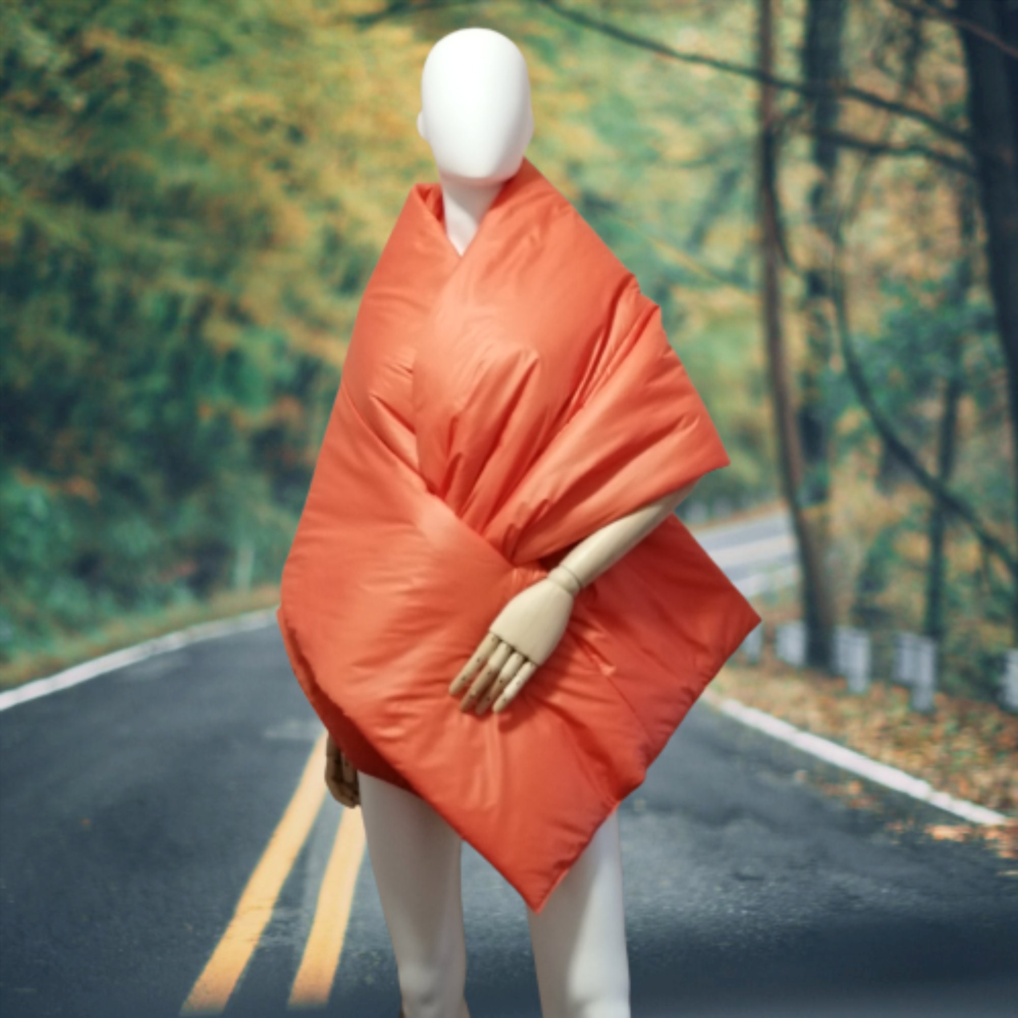 Long Wide Scarf Puffer With 2 Pockets 20x80 In. Cape Around Shoulders ...