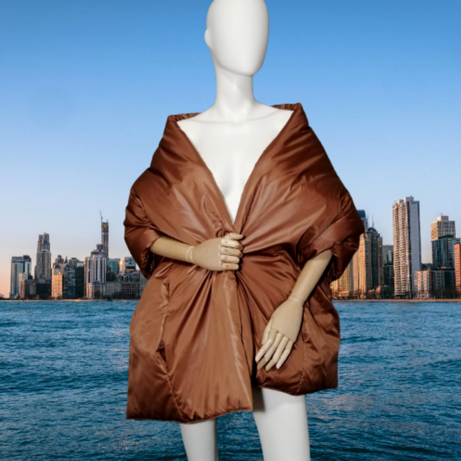 Large Scarf Puffer With 2 Pockets 20x80 Inch. Cape Around Shoulders ...