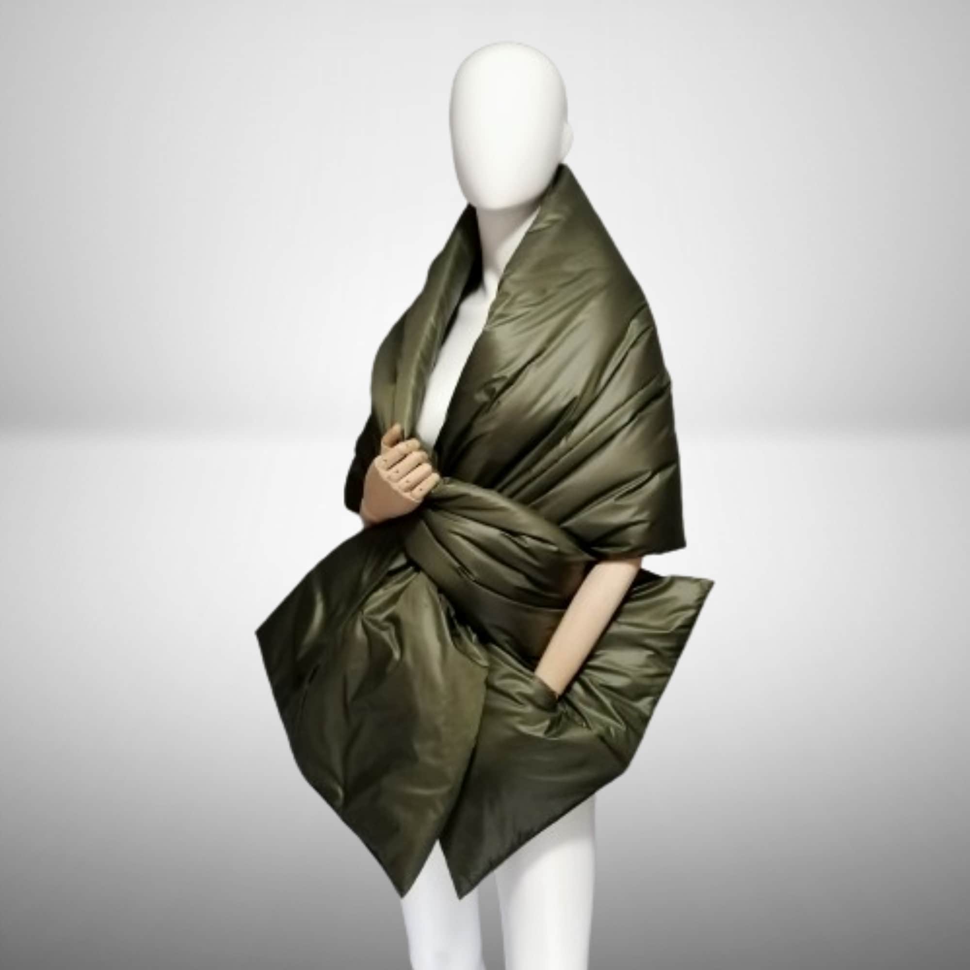 Cape Around Shoulders Wrap With 2 Pockets. Woman's Large Scarf Puffer ...