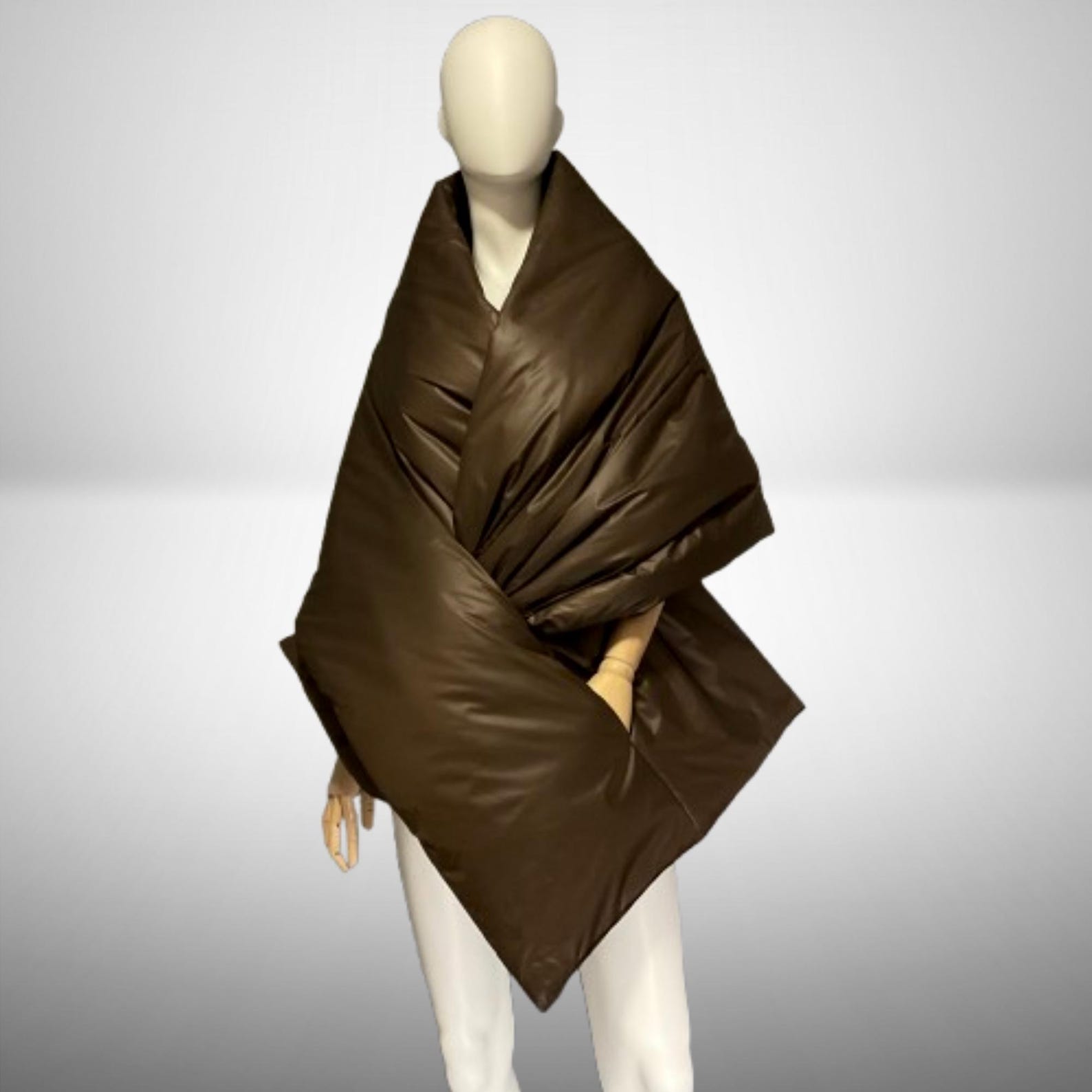 Long Wide Scarf Puffer With 2 Pockets 20x80 In. Brown Cape Around ...