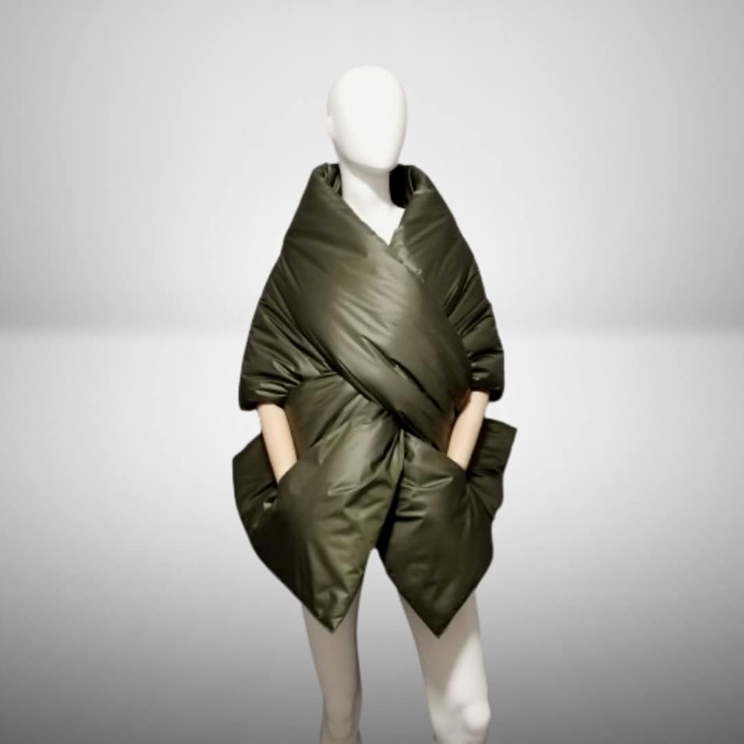 Cape Around Shoulders Wrap With 2 Pockets. Woman's Large Scarf Puffer ...