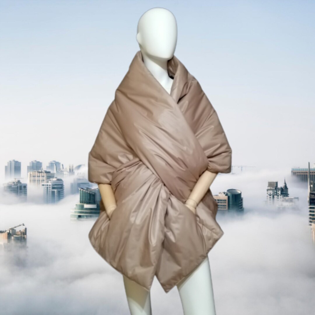 Cape Around Shoulders Wrap. Woman's Large Scarf Puffer 80x20 In ...