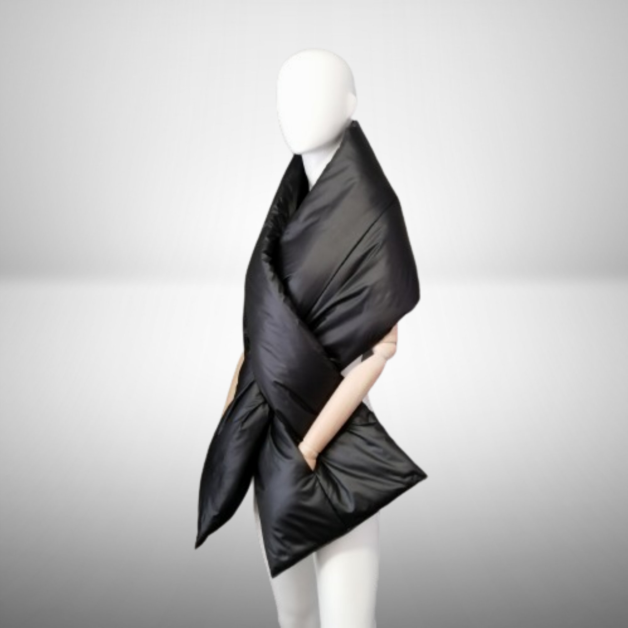 Black Cape Around Shoulders Wrap With 2 Pockets 14x80 In. Woman's Large ...