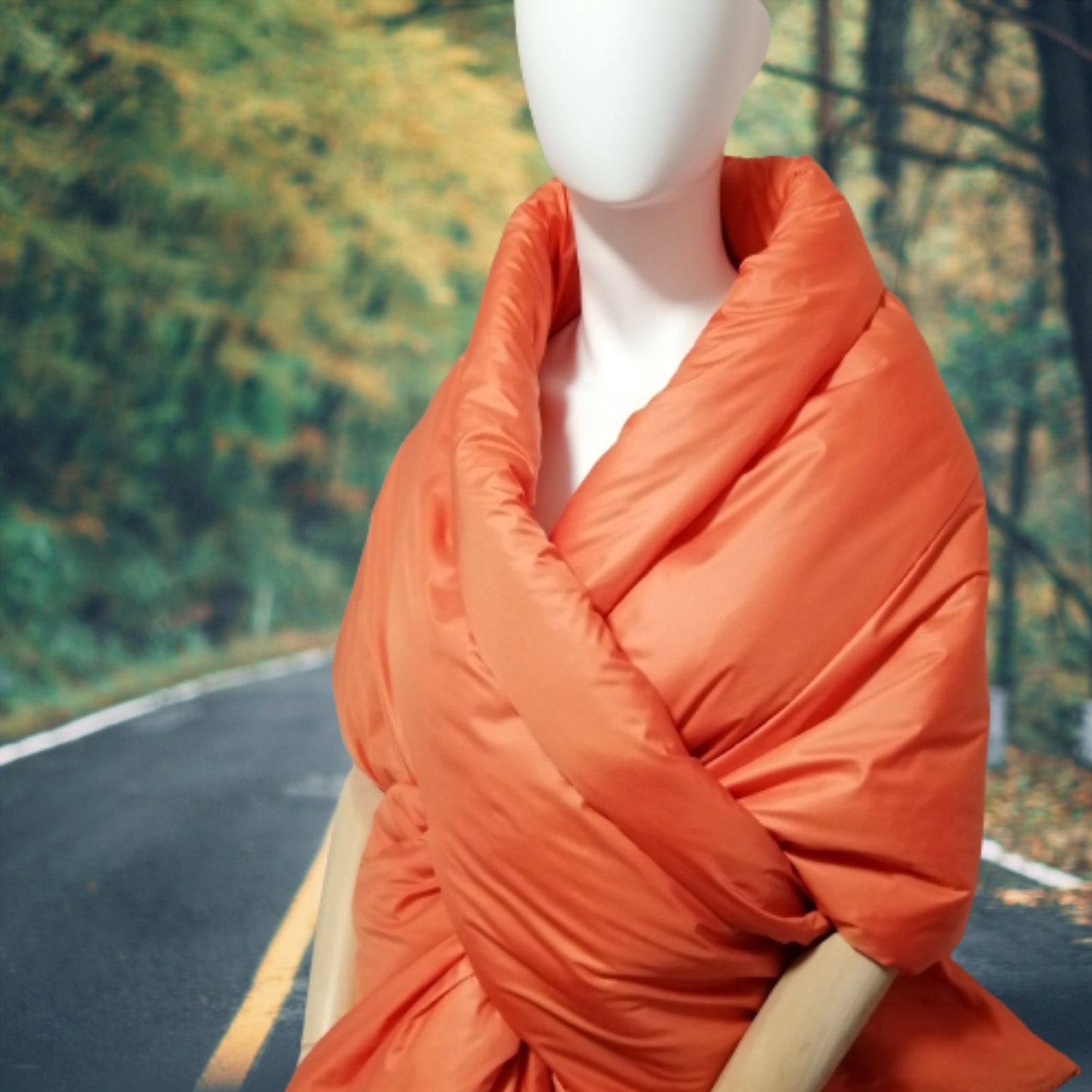 Long Wide Scarf Puffer With 2 Pockets 20x80 In. Cape Around Shoulders ...