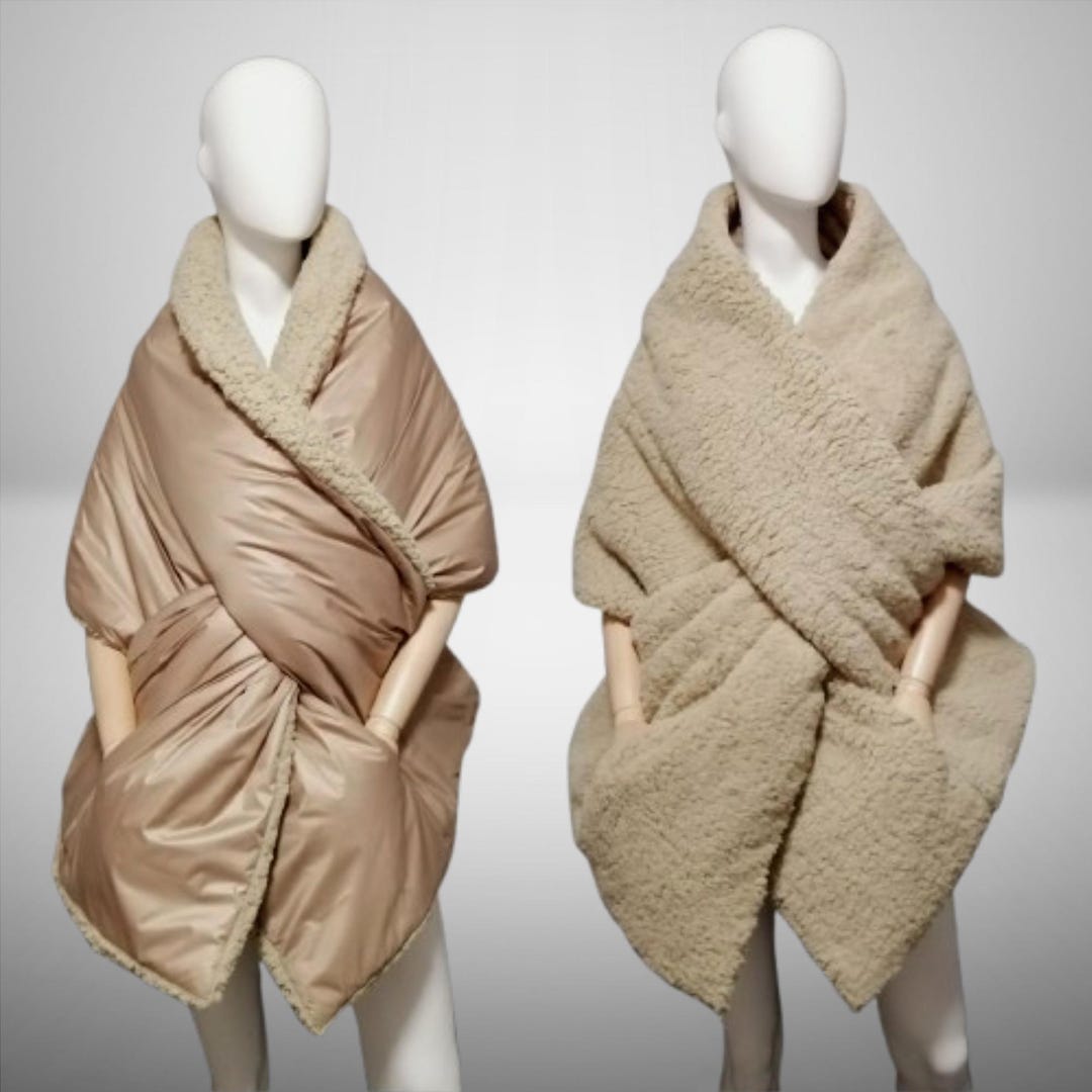 Two-faced Cape Around Shoulders Wrap With 4 Pockets 19x80 In. Woman's ...