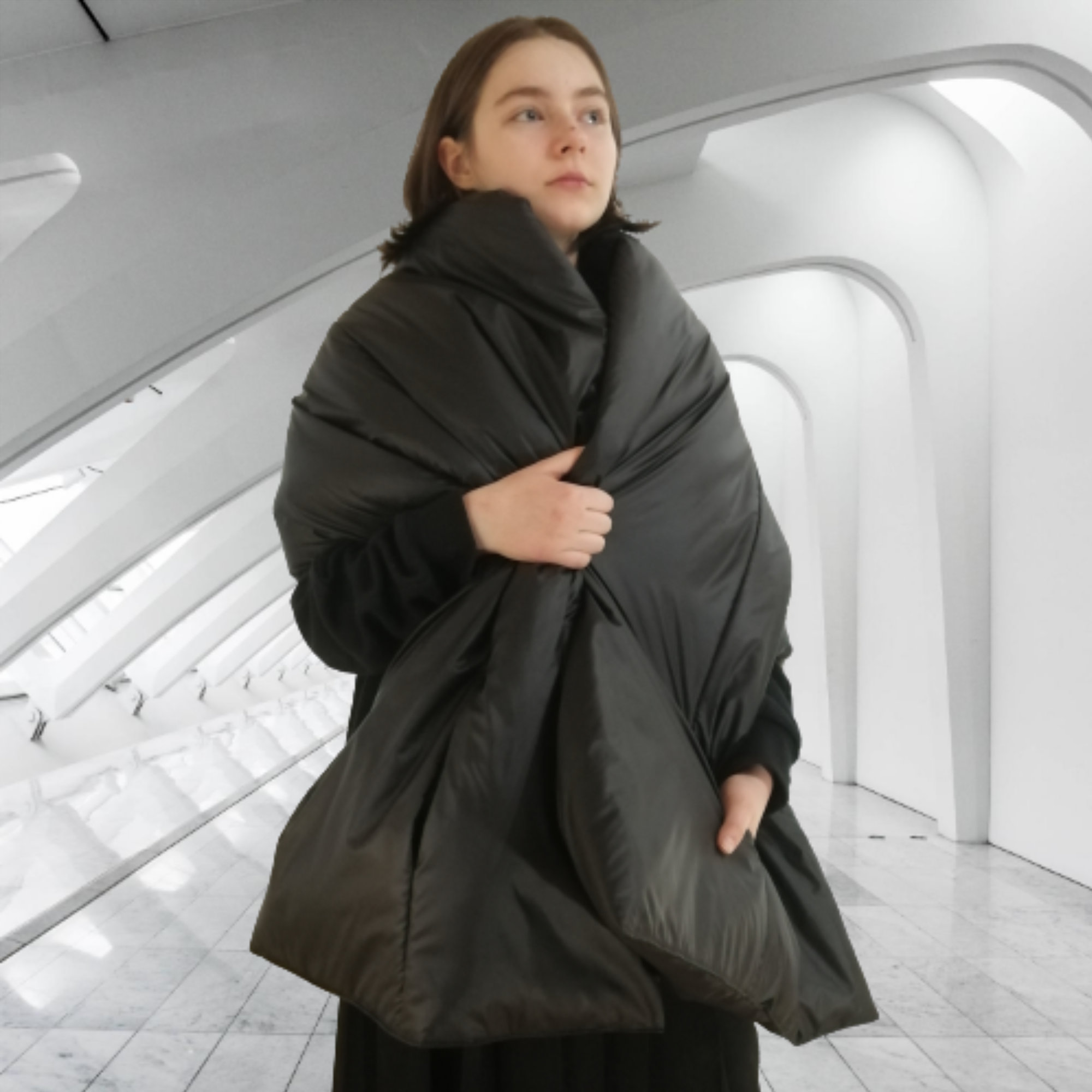 Black Cape Around Shoulders Wrap. Woman's Large Scarf - Etsy