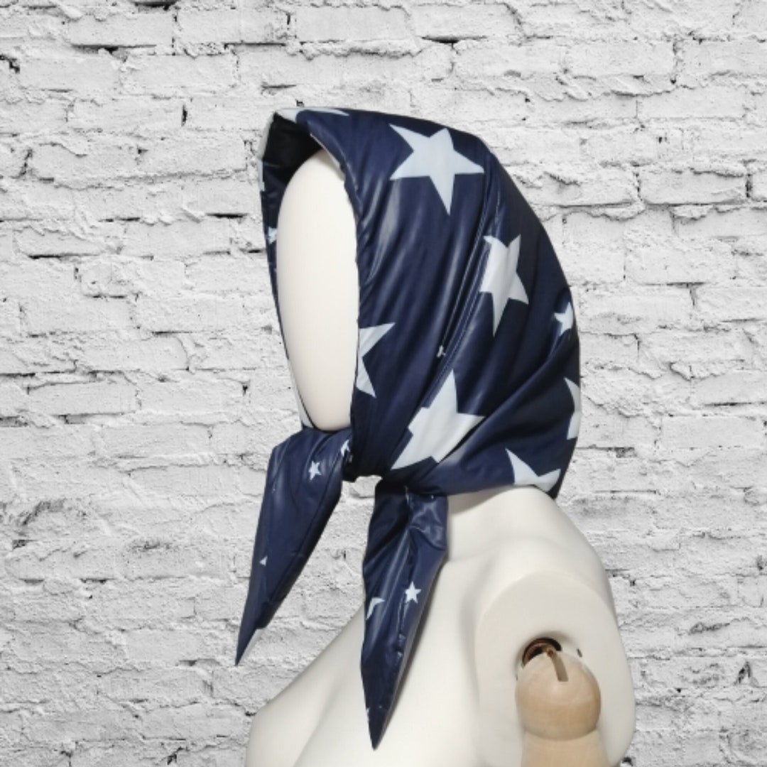 Warm Quilted Kerchief With the Stars. Hood Scarf Puffer. Light Down ...