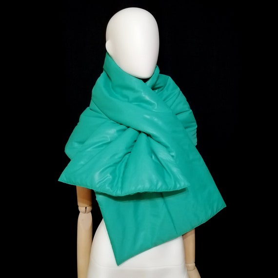 Emerald Warm Puffer Wide Scarf. Winter Puffy Scarves. Nylon - Etsy
