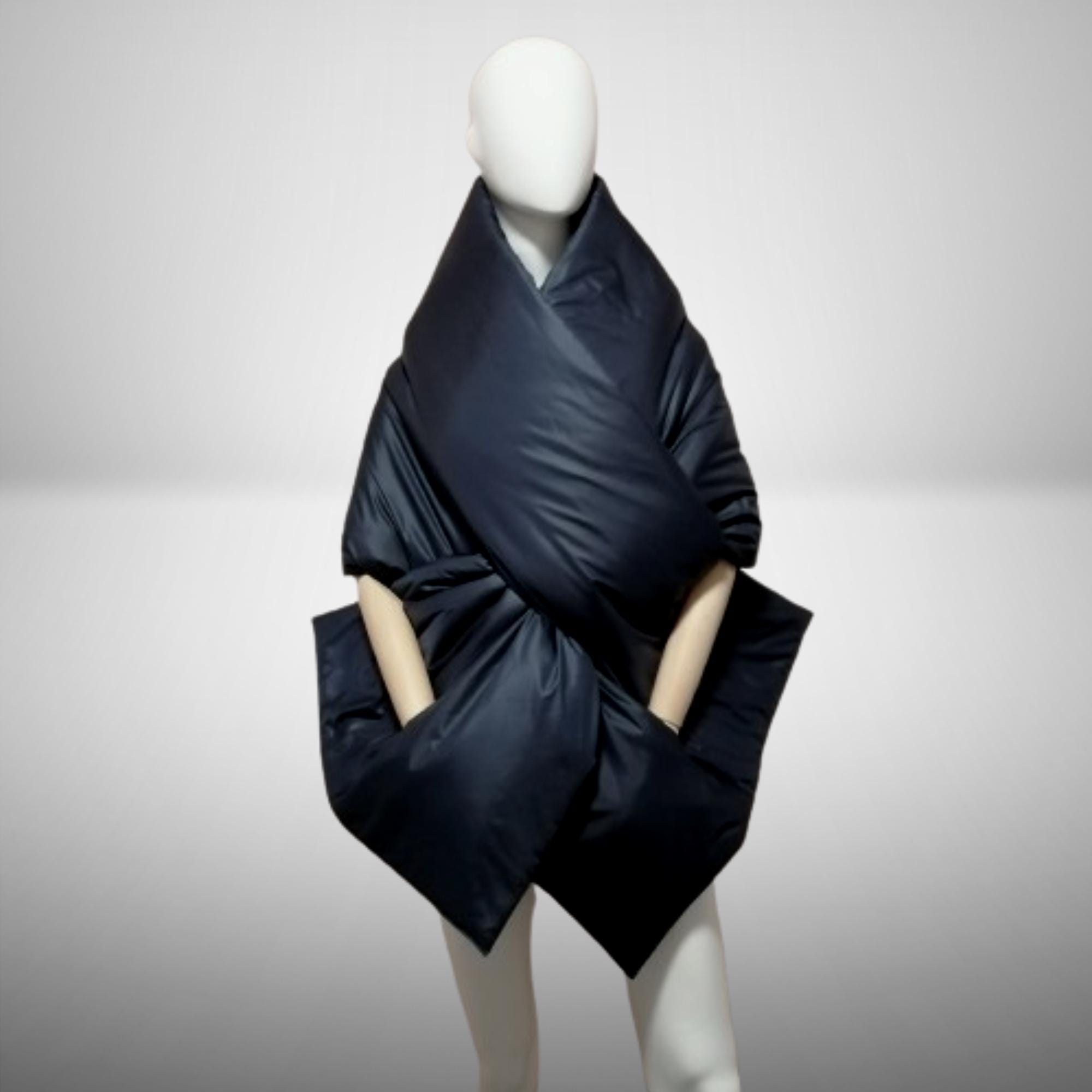 Long Wide Scarf Puffer With 2 Pockets 20x80 Inch. Cape Around Shoulders ...