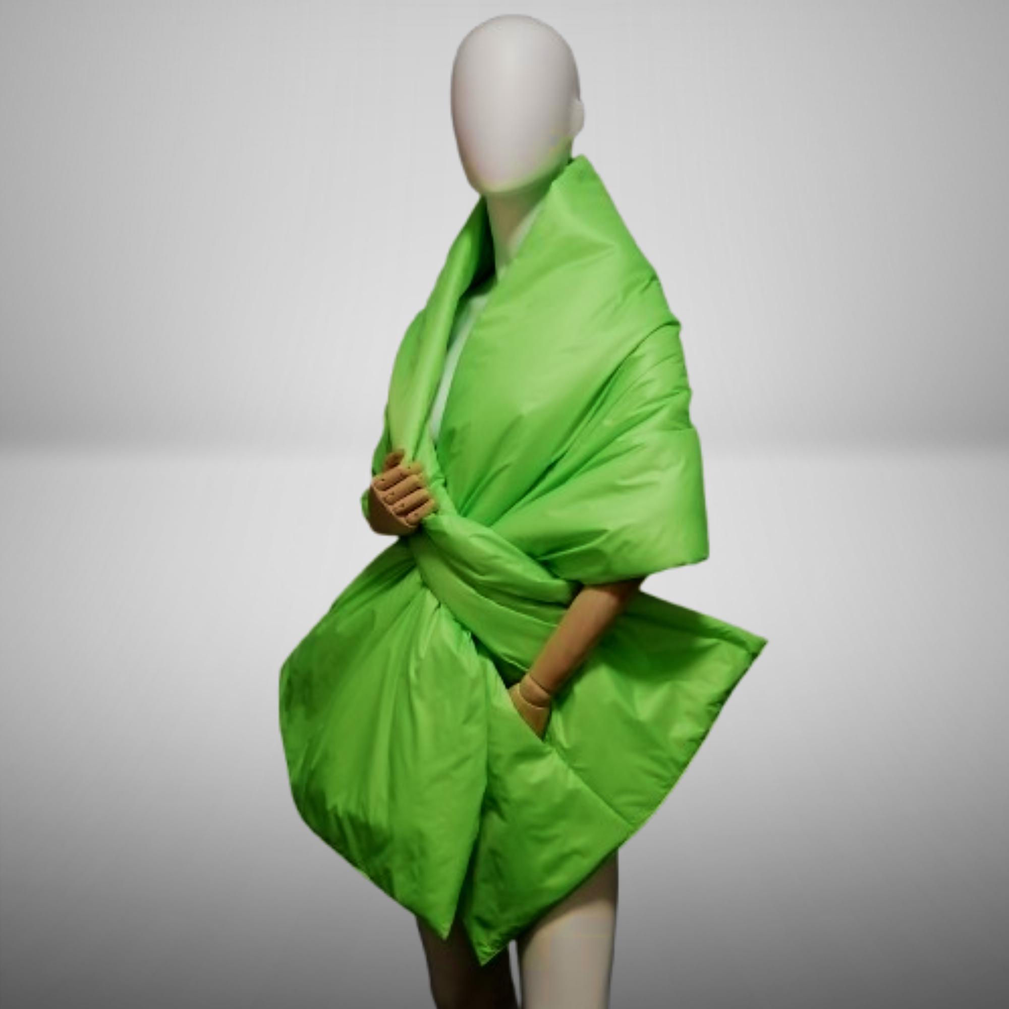 Neon Green Scarf Puffer With 2 Pockets 20x80 In. Wide Long Cape Around ...