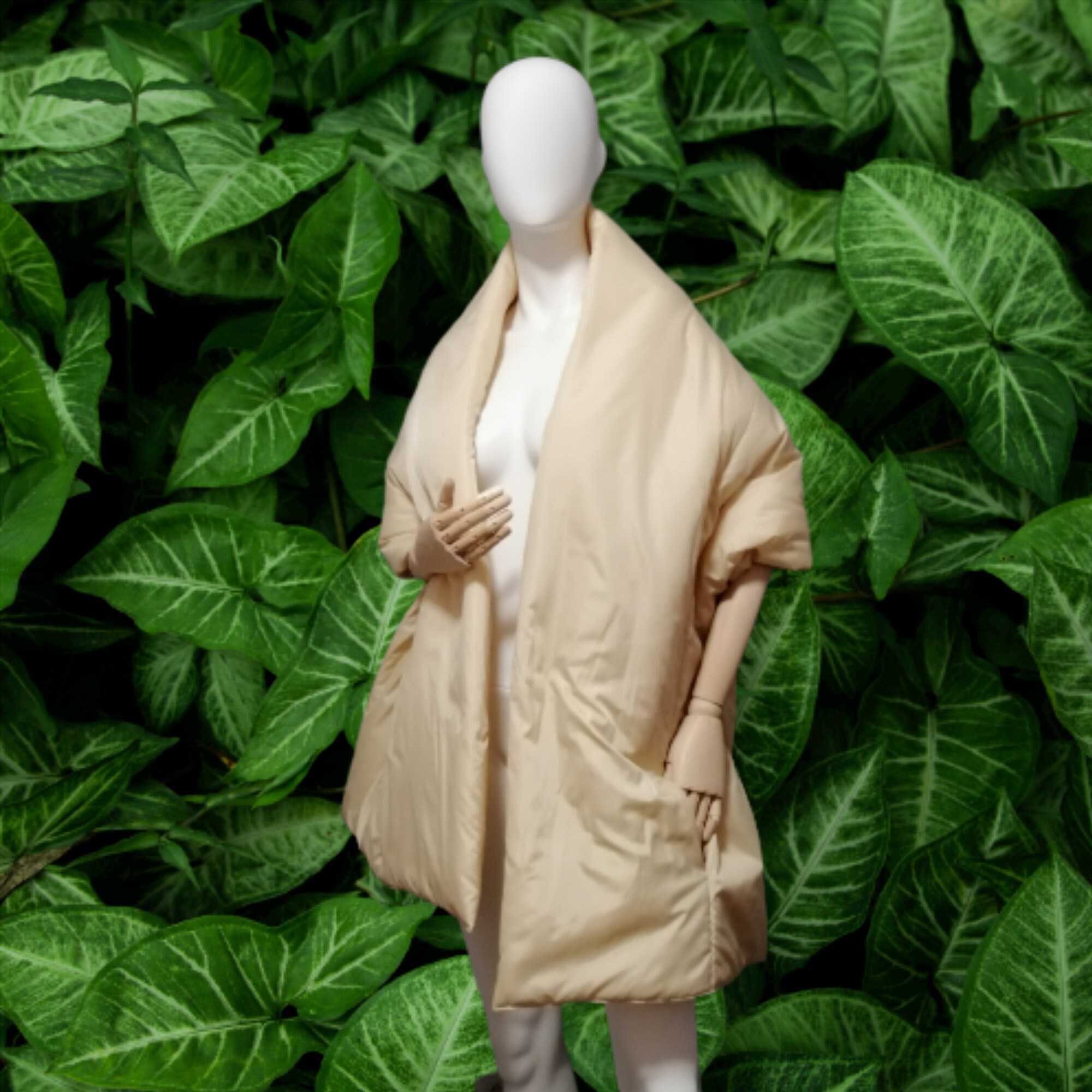 Cape Around Shoulders Wrap With 2 Pockets. Woman's Large Scarf Puffer ...