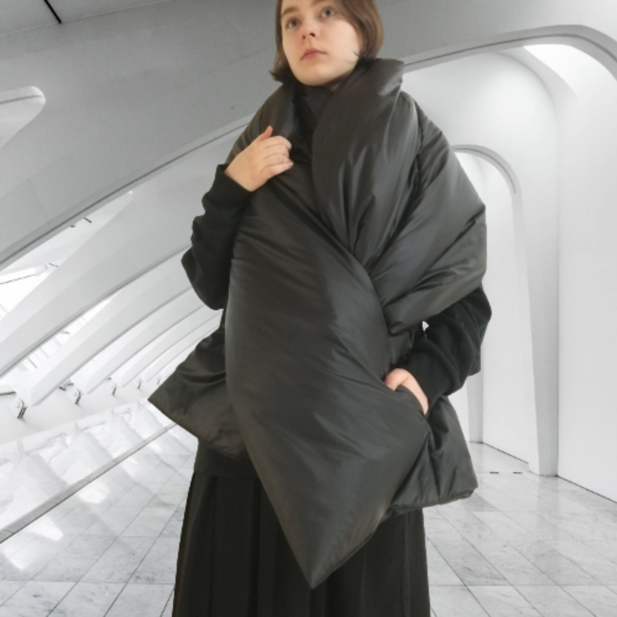 Black Cape Around Shoulders Wrap. Woman's Large Scarf - Etsy