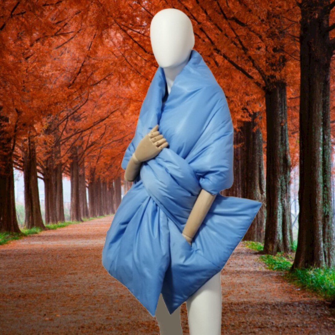 Long Wide Scarf Puffer With 2 Pockets. Cape Around Shoulders Wrap ...