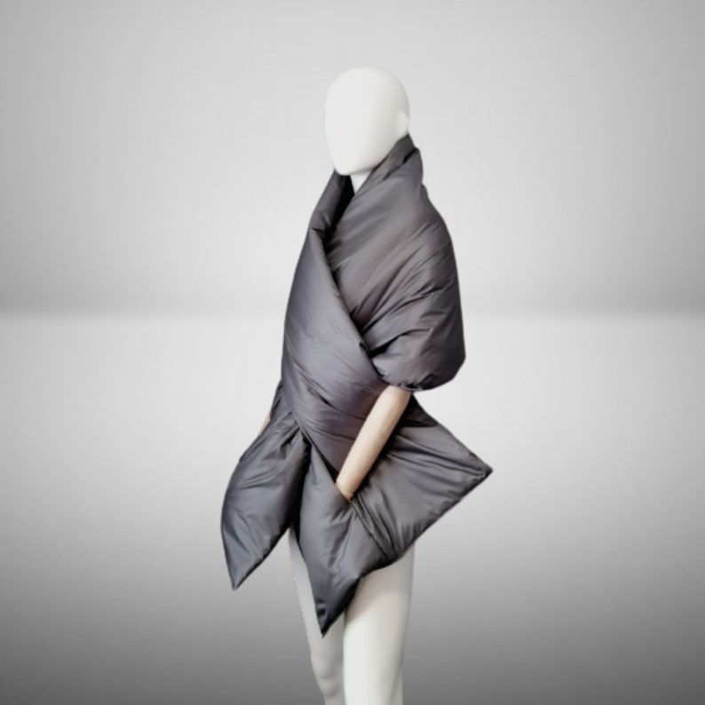 Long Wide Scarf Puffer 20x80 Inch With 2 Pocket. Cape Around Shoulders ...
