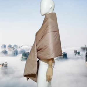 Cape Around Shoulders Wrap. Woman's Large Scarf Puffer 80x20 In ...