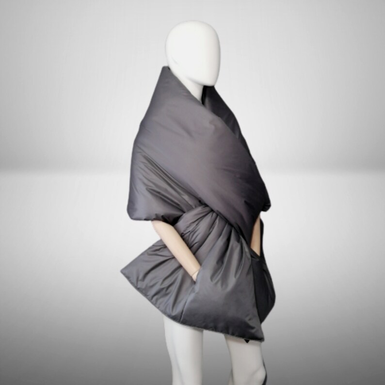Long Wide Scarf Puffer 20x80 Inch With 2 Pocket. Cape Around Shoulders ...