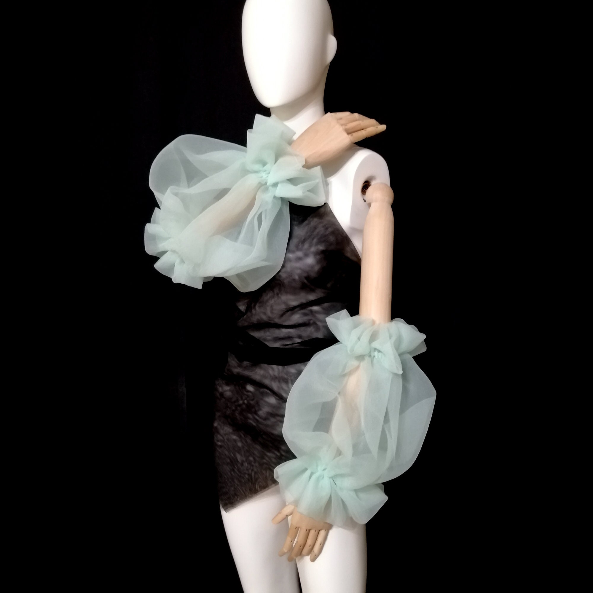 Ruffle Sheer Removable Sleeves From Crinkled Organza. Tulle Detachable ...