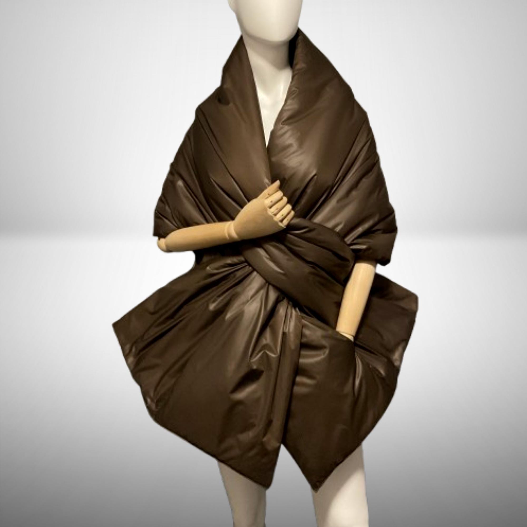 Long Wide Scarf Puffer With 2 Pockets 20x80 In. Brown Cape Around ...